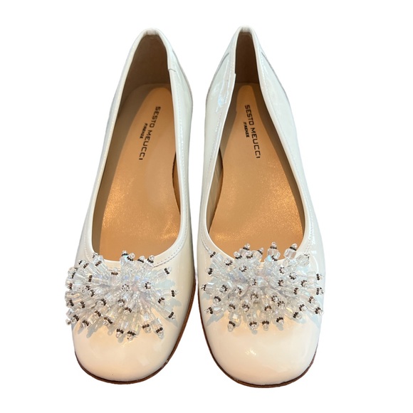 Sesto Meucci | Shoes | Stetso Meucci White Patent Leather Beaded Toe ...